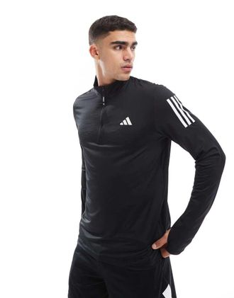 adidas adidas Training - Own The Run - Top &agrave; col zipp&eacute; - Noir