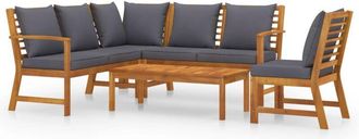 vidaXL 5-tlg. Garten-Lounge-Set mit Auflagen Massivholz Akazie - Vidaxl
