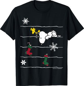 Peanuts Snoopy Woodstock Curious for Christmas T-Shirt
