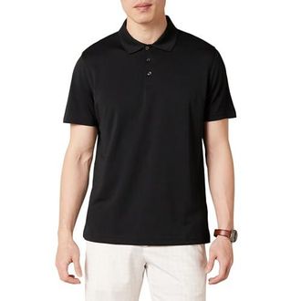Amazon Essentials Polo de Golf, Manches Courtes, Coupe Ajustée, Séchage Rapide Homme, Noir, L