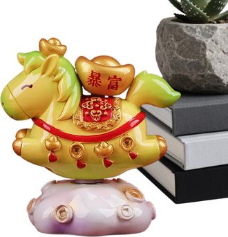 Generico Pferdefigur, chinesische Figuren, Pony-Statuen f&uuml;r Tisch mit M&uuml;nze, f&uuml;r Schreibtisch, Wohnzimmer, Schlafzimmer, K&uuml;che, Bad, Neujahr
