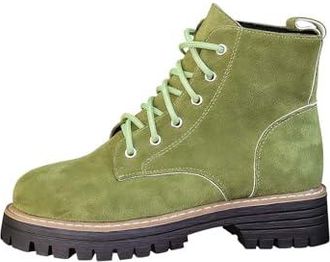 Generic Bottines &agrave; lacets pour femme - Talon bas et &eacute;pais - &Eacute;l&eacute;gantes - Bout rond - D&eacute;contract&eacute;es - Classiques - Antid&eacute;rapantes - Confortables - Coupe large -