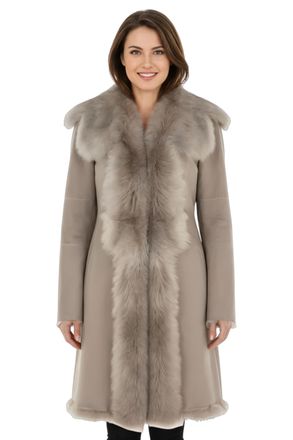 Infinity Leather Damen-Trenchcoat aus hellgrauem toskanischem Schafveloursleder - Celeste