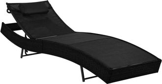 vidaXL Vidaxl - Transat r&eacute;glable en r&eacute;sine tress&eacute;e noir - Dossier 4 positions - Tissu textil&egrave;ne confortable - Cadre acier robuste - Dimensions