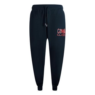 Cavalli Bold Red Logo Marineblaue Jogginghose