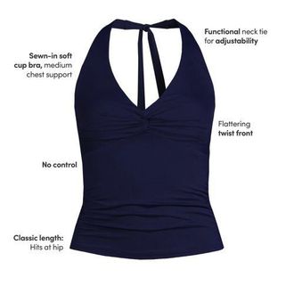 Lands End Neckholder-Tankinitop, Damen, Gr&ouml;&szlig;e:48 regular, Blau, Nylon-Mischung, by Lands End