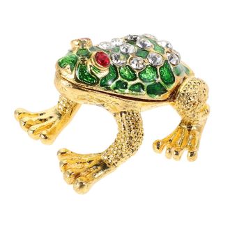 BESPORTBLE Vintage Schmuck-organizer-box Frosch aus Emaille mit Funkelnden Strasssteinen Dekorative Schmuckschatulle aus Zinklegierung f&uuml;r Ringe Ohrstecker Einzi