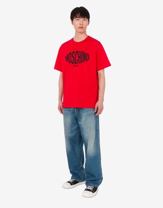 Moschino Bedrucktes T-Shirt aus Bio-Baumwolljersey - Rot
