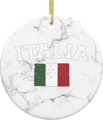 Generic Italienische Flagge Italien Liebe Italia Weihnachtsschmuck Weihnachtsanh&auml;nger Keramik Christbaumschmuck Anh&auml;nger Mit Schnur Geschenkanh&auml;nger