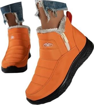Generic Bottes de neige imperm&eacute;ables pour femme - Coupe large - Doublure en fausse fourrure - Fermeture &eacute;clair lat&eacute;rale - Chaussures dhiver confortables et an