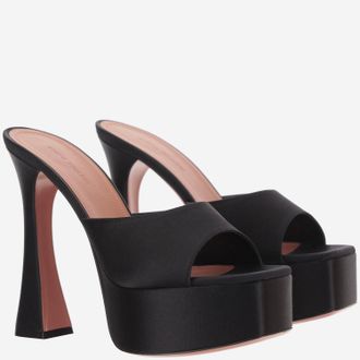 Amina Muaddi Womens Slipper Dalida 140 Black Satin