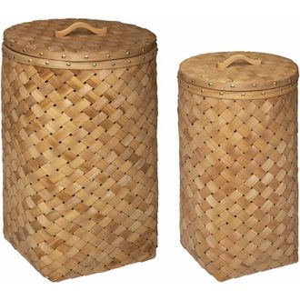 Atmosphera Atmosphera - Set de 2 paniers &agrave; linge Melvin en bois D31 39cm cr&eacute;ateur dint&eacute;rieur
