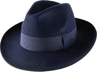 Classic Italy Chapeau Fedora Pliable, imperméable, Feutre Homme ou Femme Fedora - Taille 57 cm - Marine