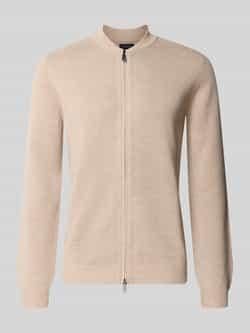 Christian Berg Slim Fit Strickjacke aus Baumwoll-Mix mit Stehkragen