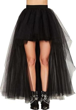MisShow MisShow Jupe tutu longue en tulle pour femme - Taille &eacute;lastique - Jupe de f&ecirc;te, noir, Taille Unique