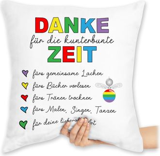 Shirtracer Kissen 40x40 Zierkissen - Danke für die kunterbunte Zeit | Abschiedsgeschenk Erzieherin | Erzieherin Geschenk zum Abschied | Für Erzieher Abschiedsges