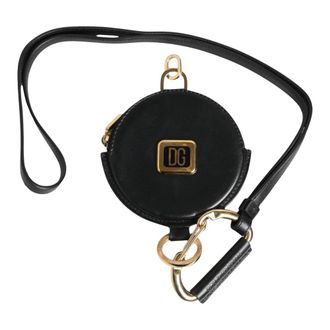 Dolce & Gabbana unisex, Accessoires, Noir, Taille: ONE Size Porte-monnaie en Cuir Noir avec Lani&egrave;re Portefeuille