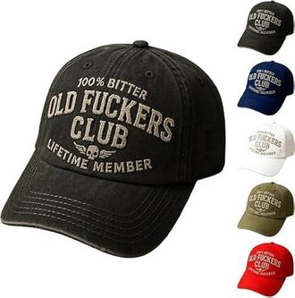 Generic Casquette de baseball vintage Old Fucks Club, r&eacute;glable 3D brod&eacute;e &agrave; la main, style brod&eacute;, casquette de baseball vintage amusante, Noir, Taille unique