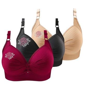Generic Lot de 3 soutiens-gorge push-up sexy pour femme - Col en V - Gros seins sans armatures - Bralette douce et confortable - Bretelles r&eacute;glables - Bonnets
