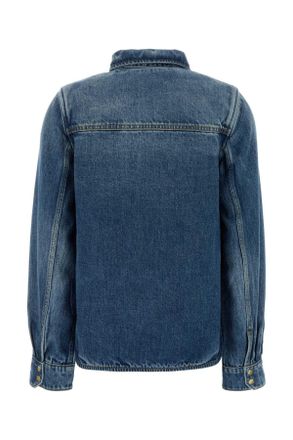 Ganni Womens Denim Shirt Tint Wash Tencel Lyocell Camicie
