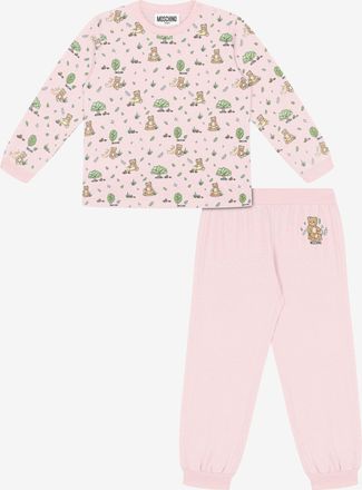 Moschino Moschino T-Shirt und Hose aus Baumwoll-Jersey mit Teddybär - Pink