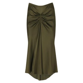 Victoria Beckham Jupe Midi Bela &agrave; D&eacute;tails Fronc&eacute;s - Femme - Jupes - Vert - Taille: 36 FR