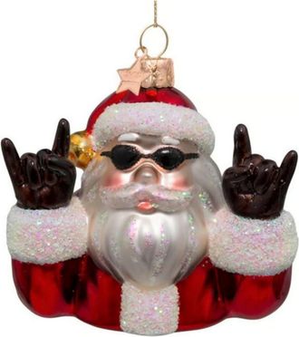 Vondels Ornament Glass red Opal cool Santa H9cm