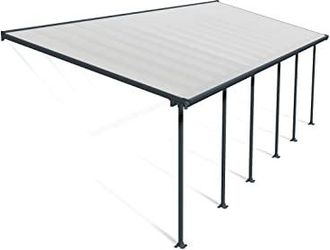 Palram Canopia by Terrassenüberdachung Alu Feria 3X9.15 Polycarbonat Hohlkammerplatten Pergola 915 x 300 cm Grau zur Überdachung ihrer Terrasse
