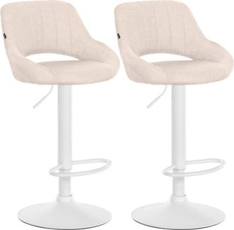 Clp 2er Set Barhocker Milet Stoff creme Metall matt weiss