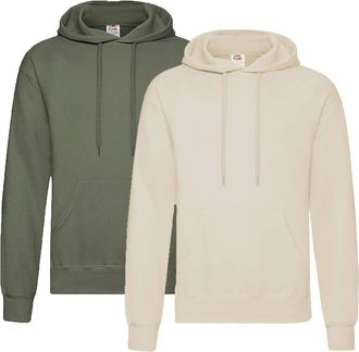 Fruit Of The Loom Herren Kapuzenpullover S M L XL XXL 3XL 4XL 5XL auch Sets, 1x Olive + 1x Natur + 1x HL-Kauf Notizblock, XL