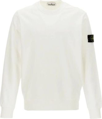Stone Island Homme, Sweatshirts et sweats &agrave; capuche, Blanc, Taille: L Pull ras du cou avec logo