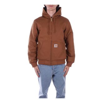 Carhartt Work in Progress Homme, Sweatshirts et sweats &agrave; capuche, Brun, Taille: L Manteau &agrave; capuche avec logo devant &agrave; glissi&egrave;re