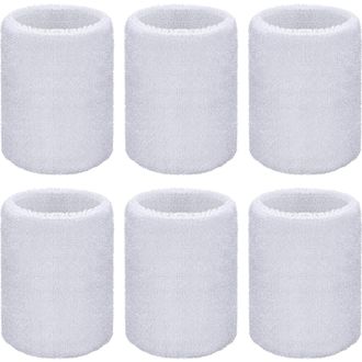 WILLBOND Schweißbänder fürs Handgelenk, Sport-Schweißbänder für Wettkämpfe, schweißabsorbierend, für Basketball, Tennis, Fußball, Laufen und Arbeit, Weiß, 6 St