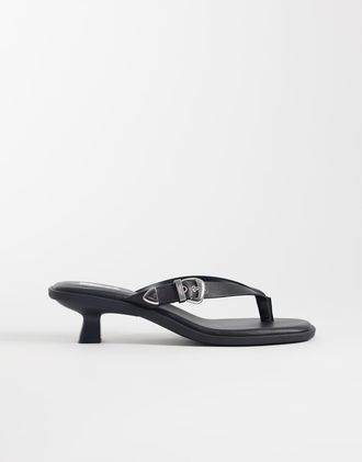 Tommy Jeans Sandales en cuir de qualit&eacute; sup&eacute;rieure &agrave; petit talon - Noir