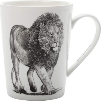 Maxwell & Williams DX0227 Marini Ferlazzo Becher African Lion, aus Bone China Porzellan, Schwarz, Weiß, 460 ml, in Geschenkbox