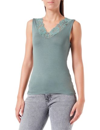 Vero Moda Damen Vmrosa Sl V-neck Top Jrs Noos, Dark Forest, M