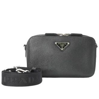 Prada Pre-owned Saffiano Triangle Schultertasche - - Pre-owned - Damen - Schwarzk - ONE SIZE