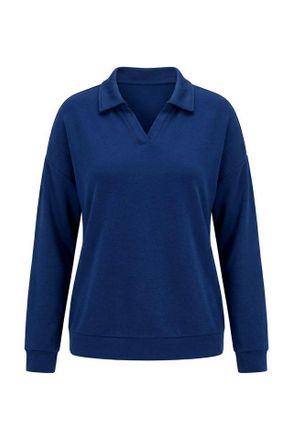 Miamoda Sweatshirt Sweat-Pullover Boxy Fit Polokragen
