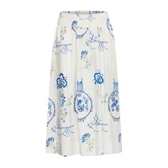 Ichi Hohe Taille Klassischer Rock Gro&szlig;es Muster - - Skirts - Damen - Wei&szlig; - L