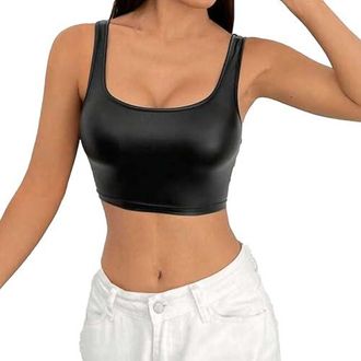 Generic D&eacute;bardeur &agrave; paillettes pour femme - Argent&eacute; - Pour f&ecirc;te - Sexy - Sport - &Eacute;troit - Sans manches - Stretch - Coupe ajust&eacute;e - Corset - Streetwear - Camis