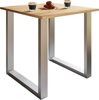 VCM Holzesstisch/H. 76 x B. 80 x T. 80 cm/hochwertiges und massives Fußgestell/Füße aus Eisen/Küchentisch - Xona U