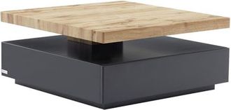 Vente-Unique Table Basse Kyria 80 &times; 80 cm - 1 tiroir + Plateau pivotant en MDF Coloris Anthracite et ch&ecirc;ne, Design Contemporain modulable, Rangement Discret pour S