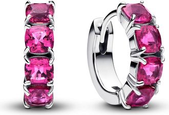 Pandora Pandora Timeless Rosafarbene Creolen-Ohrringe aus Sterling Silber mit rosafarbenen künstlichen Kristallen, 293851C02