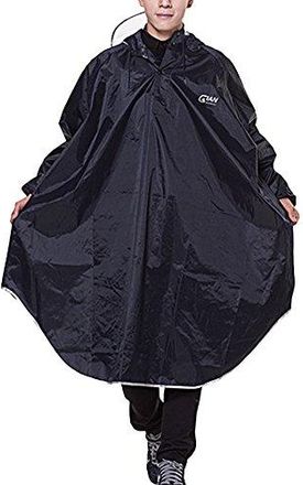 ICEGREY Adulte Léger PVC Long Taille Capuche Pour Imperméable Faire du Vélo Pluie Cape de Poncho à Manches Noir