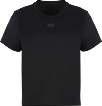 Alexander Wang Femme, Tops, Noir, Taille: 36 FR Logo Detail Cropped T-Shirt