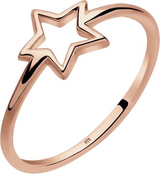 Elli Ring Damen Stern Symbol Astro in 925 Sterling Silber Rosé vergoldet