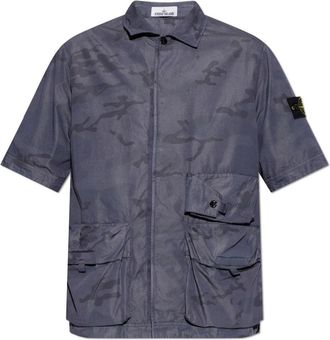 Stone Island Homme, Chemises, Bleu, Taille: M Chemise ample &agrave; manches courtes avec poches &agrave; rabat