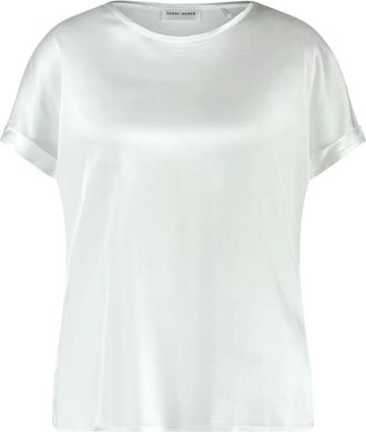 Gerry Weber Femme, Tops, Blanc, Taille: 40 FR T-shirt &agrave; manches courtes avec empi&egrave;cement de mati&egrave;re