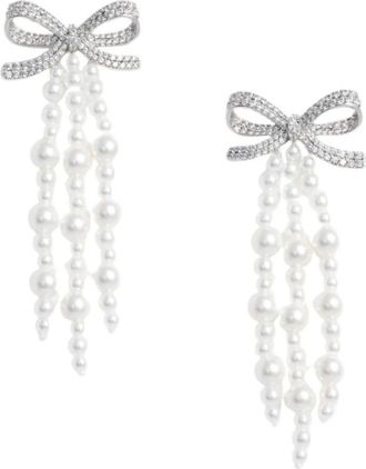 Self Portrait Femme, Accessoires, Gris, Taille: ONE Size Boucles dOreilles Grappe Cristal et Perle