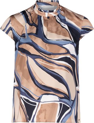 Betty & Co Damen Schlupfbluse mit Print 44, Nature/Blue